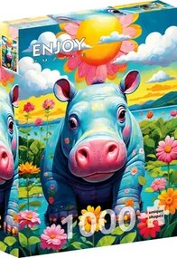 ENJOY Puzzle Sluníčkový hrošík / 1000 dílků / od 14 let