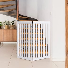 Costway Zábrana pro psy 89 cm vysoká 2 panely Ochranné dřevěné skládací (bílé