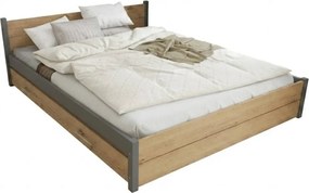 EB Postel z masivu Iris Double 180x200 cm, GRAFIT/Dub Artisan