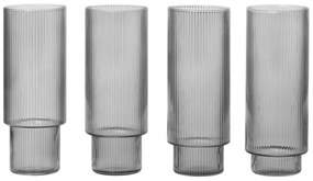 Ferm Living Sklenice Ripple Long Drink smoke, set 4ks