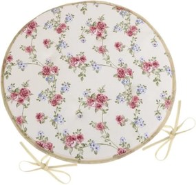 Bellatex Sedák DITA kulatý hladký průměr 40 cm Růžička pnoucí Smetanová,Růžová,Béžová