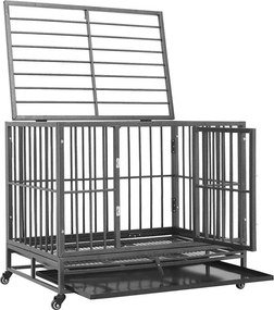 Klec pro psy s kolečky ocel 102 x 72 x 85 cm 171492