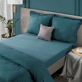 BAVLNĚNÉ PROSTĚRADLO S GUMOU ADELA 220X200X25 CM TMAVĚTYRKYSOVÁ