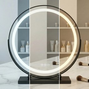 Rea Kosmetické zrcadlo ⌀40 cm s regulovatelným LED osvětlením HOM-12020 černé