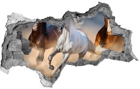 Wallmuralia Díra 3D fototapeta nálepka Koně na poušti 95x73 cm