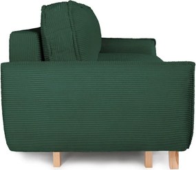 Tmavě zelená manšestrová rozkládací/s úložným prostorem pohovka 218 cm Tori – Bonami Selection