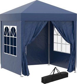 Outsunny Pavilon 2x2m Voděodolný, Pop-Up Skládací Pavilon se 4 Bočními Stěnami, Okenními Odtokovými Otvory, Skládací Party Stan UV 30+, Zahradní Stan