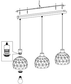 Eglo 97857 - Lustr na lanku ROCCAFORTE 3xE14/40W/230V