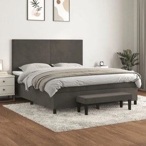 Box spring postel s matrací tmavě šedá 160x200 cm samet 3137732