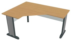 Stůl ergo lomený pravý 160×120/60 cm - Hobis Cross CEV 60 P Dekor stolové desky: buk, Dekor lamino podnože: šedá, Barva nohou: černá