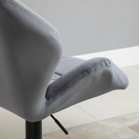 HOMCOM Barová židle 2ks set, čalouněný barový stolek s kovovou konstrukcí, opěradlo, sametový vzhled, výškově nastavitelný, 360° otočný