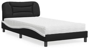Postel s matrací Hvar černá a bílá 100 x 200 cm umělá kůže 3208708