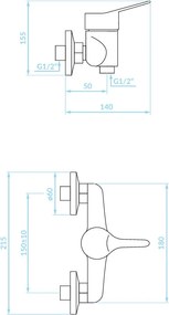 Kuchinox Tibi, nástěnná sprchová baterie, chromová, LAV-BQY_040D