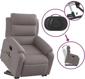 Zvedací masážní polohovací křeslo taupe textil 3205000