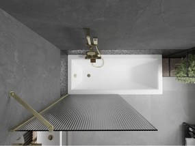 Mexen Next, 1-křídlová vanová zástěna 90 x 150 cm, 6mm sklo Ribs, zlatá matná, 895-090-000-00-09-55