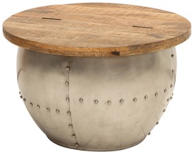 Noble Home Konferenční stolek ARMOR, kov, mangové dřevo, přírodní