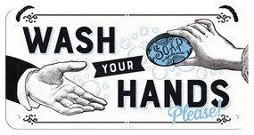 Postershop Závěsná cedule: Wash Your Hands - 20x10 cm