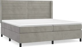 Box spring postel s matrací světle šedá 200x200 cm samet 3132759