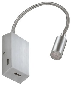 Exo 517E-L0103B-35 nástěnná LED lampička Leiden s USB, nikl, 3W, 3000K, 36,5cm, IP20