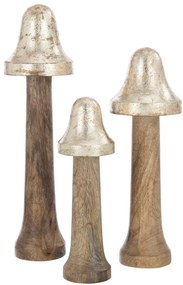 Set 3ks dekorace houba z mangového dřeva - Ø 8 *31 cm