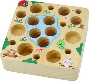 LEAN Toys Dřevěná hra na zručnost mrkev žížaly magnetický rybářský prut