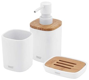 Nimco - Sada doplňků do koupelny 3v1, bílá/bambus BA 28000SET-05