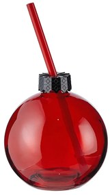 SANTA'S BUBBLE Skleněná koule s brčkem - červená
