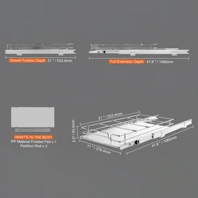 27,9 cm š × 53,3 cm D výsuvný organizér do skříňky