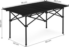Skládací turistický stůl Gill 95 cm černý