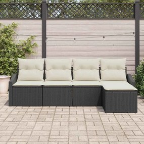 Set pohovek 5 ks Černá a krémová polyratan 3355346
