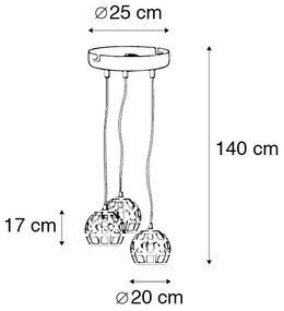 Průmyslové závěsné svítidlo černé kulaté 3-světlo - Bobby