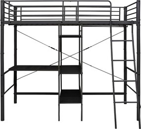 Rám poschoďové postele se stolem černý kov 90 x 200 cm 287907