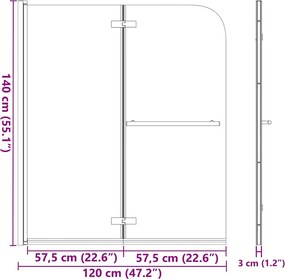 Skládací sprchový kout se 2 panely ESG 120 x 140 cm 144677