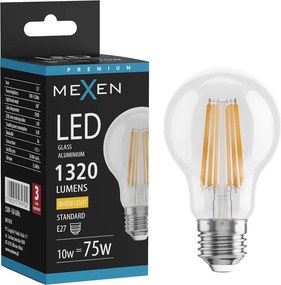 Mexen Vintis, LED filamentová žárovka E27, A60, 10 W, teplá bílá 2700K, čirá, L150-E27-1027-00