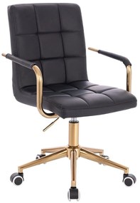 LuxuryForm DESIGN Židle VERONA GOLD na zlaté podstavě s kolečky - černá