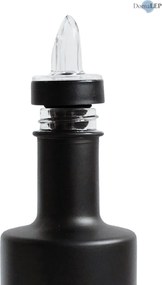 Skleněná láhev na olej 200 ml černá matná s čirou nálevkou VILO