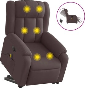 Elektrické zvedací masážní polohovací křeslo tmavě hnědé textil 3205357