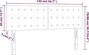 Čelo postele s LED světle šedé 144 x 5 x 78/88 cm samet 3122094