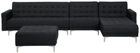Grafitově šedá čalouněná rozkládací sedací souprava tvaru L s taburetem, levostranná ABERDEEN Beliani