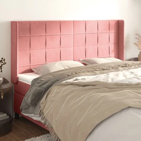 Čelo postele typu ušák růžové 183x16x118/128 cm samet 3119645