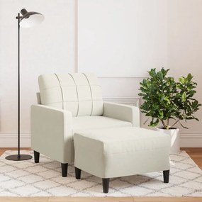 Křeslo s podnožkou krémové 60 cm samet 3278265