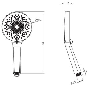 Deante Alpinia, kulatá ruční sprchová hlavice 3-funkční, černá, NGA_N5RS