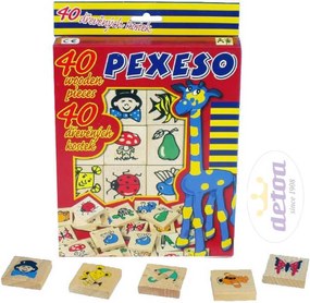 DETOA DŘEVO Pexeso set 40 dílků 4x4cm v krabičce s obrázky dt12499