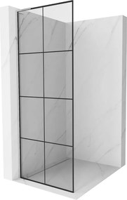 Mexen Kioto L, sprchová zástěna Walk-In 80 x 200 cm, 8mm čiré sklo černý vzor, ​​chromový profil, 800-080-103-01-77