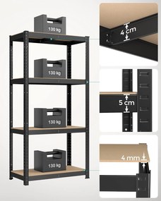 Dílenský regál Busta 80 cm černý/hnědý