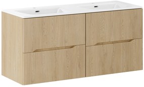 Comad Koupelnová skříňka s keramickým dvojumyvadlem Nordic Cremona 120 cm - dub cremona