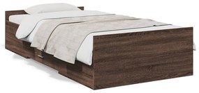Rám postele se zásuvkami hnědý dub 90 x 190 cm kompozitní dřevo - Default Title
