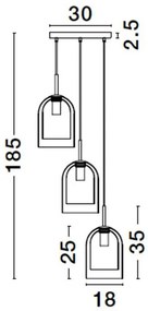 Nova Luce Závěsné svítidlo VELOR dvouvrstvé kouřové sklo E27 3x12W