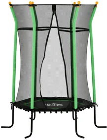 HOMCOM Dětská trampolína Ø163,5 cm, vnitřní trampolína s bezpečnostním síťovým krytem okraje gumové lano, dětská trampolína do 50 kg, pro děti 3-10 l…