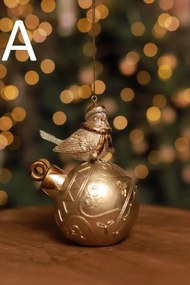 LUX zlatá vánoční ozdoba ptáček 11cm 1ks